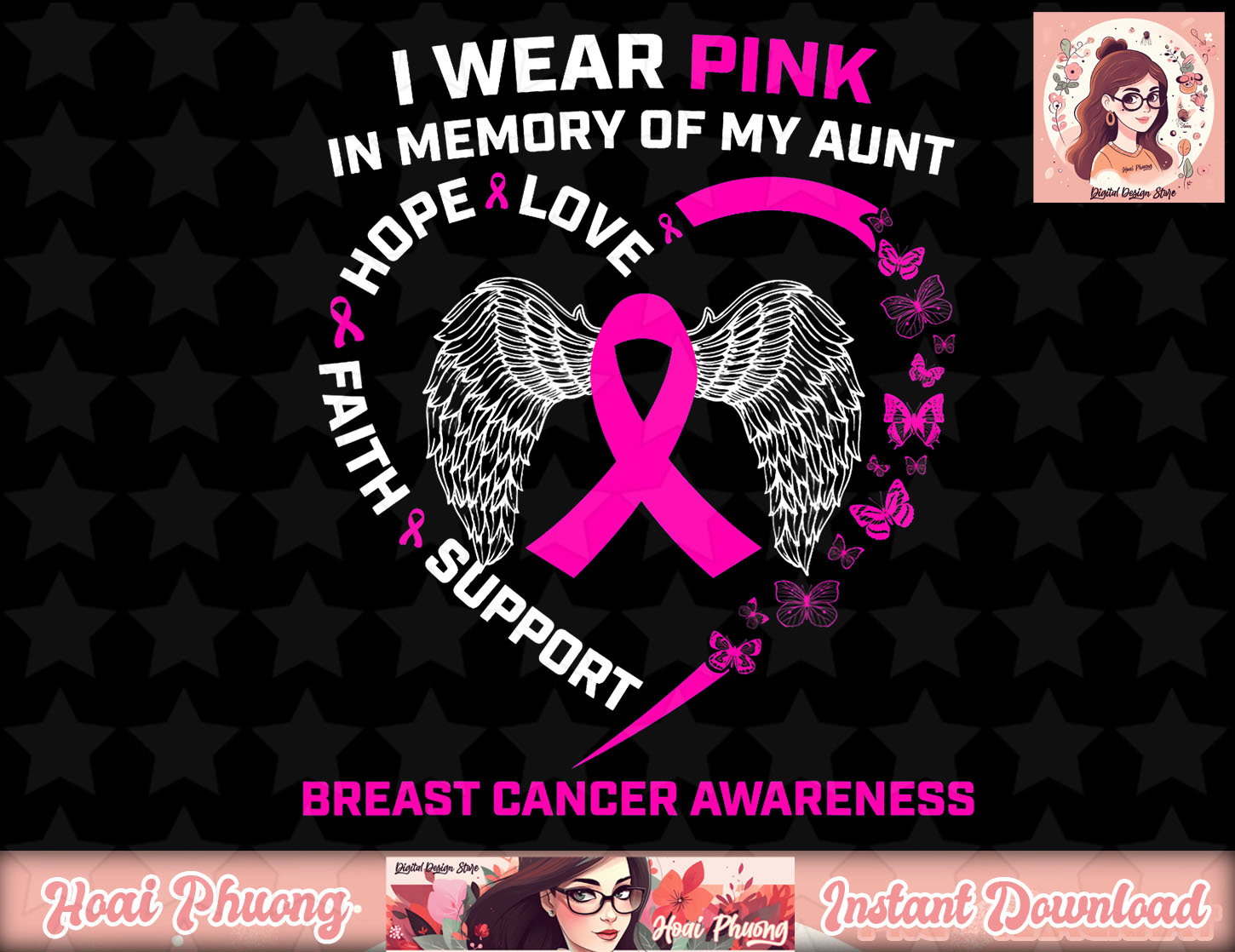I Wear Pink In Memory Of My Aunt Breast Cancer Awareness png | Inspire ...