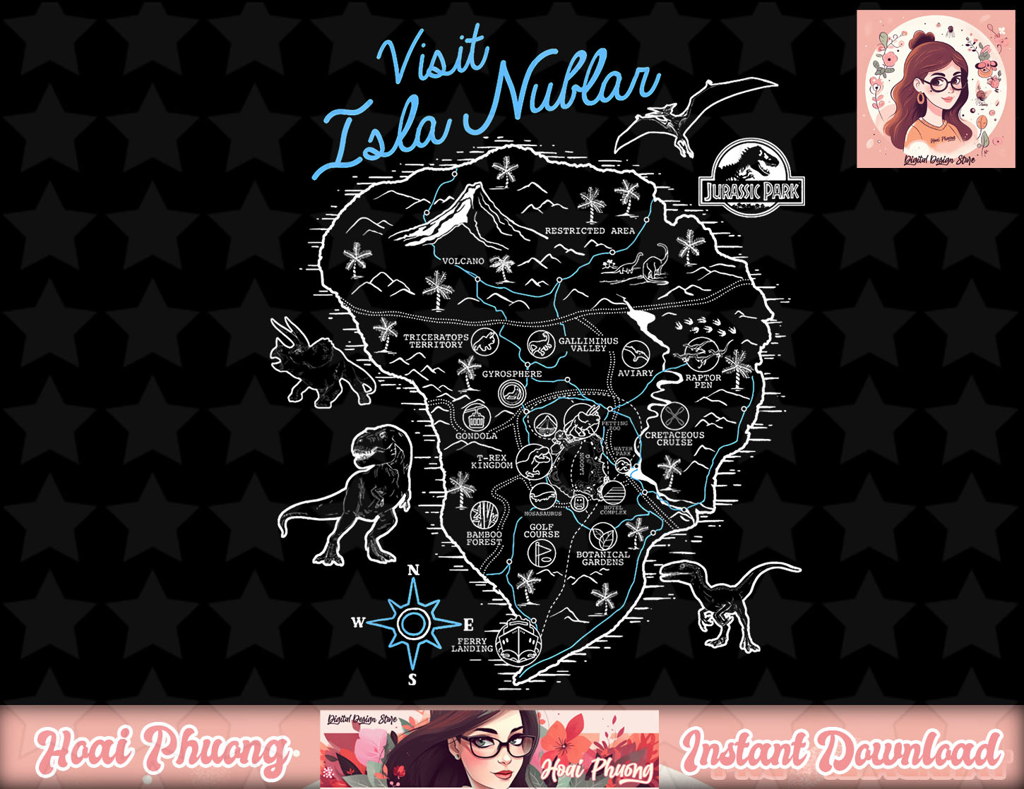 Jurassic Park Island Tour Map Outline Graphic png, instant d | Inspire ...