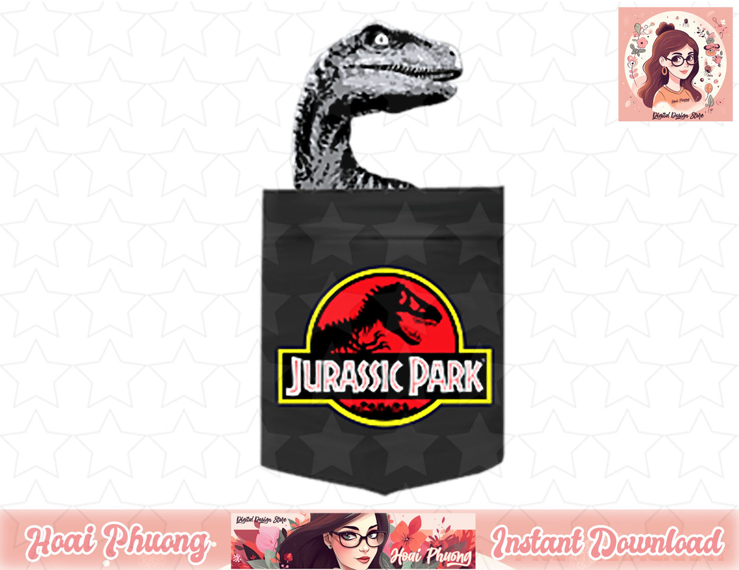 Jurassic Park Raptor In Pocket Left Chest Graphic png, insta - Inspire ...
