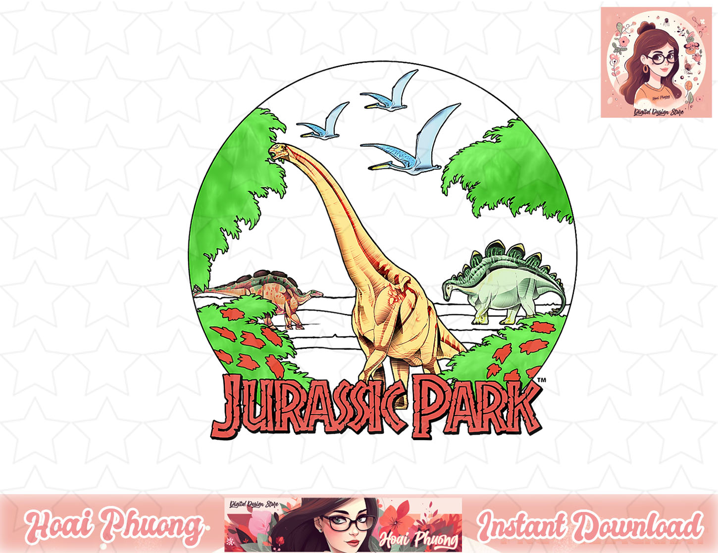 Jurassic Park Retro Dino Scene png, instant download | Inspire Uplift