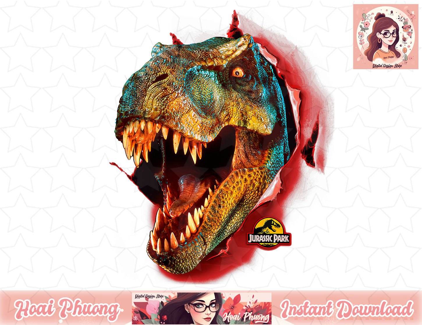 Jurassic Park T-Rex Break Through Roar png, instant download | Inspire ...