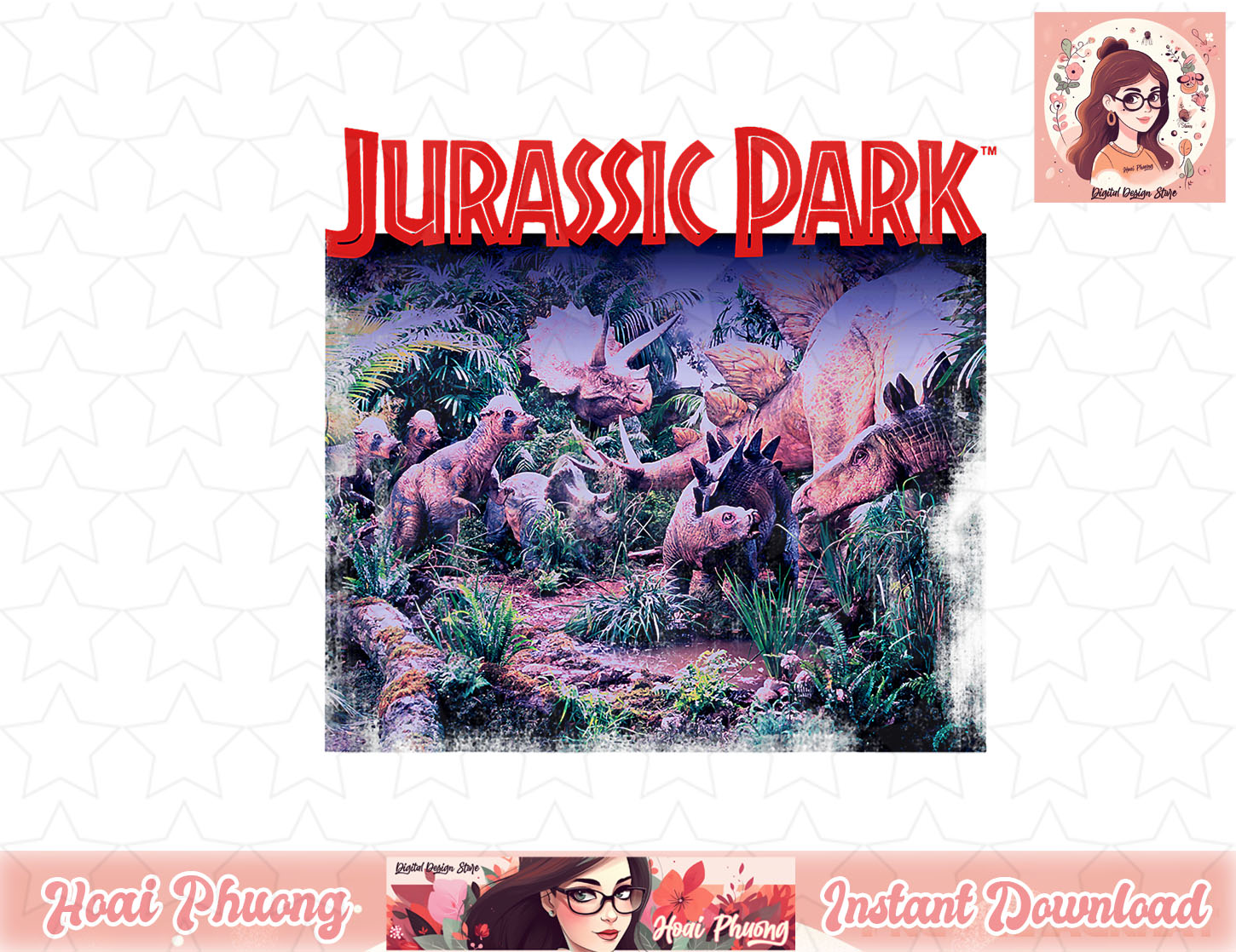 Jurassic Park Vintage Dino Scene Photoreal png, instant down | Inspire ...