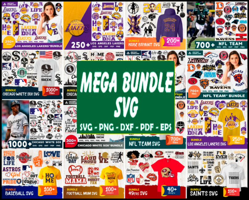 Sport Mega Bundle Svg, Sport Svg, Football Svg, Baseball Svg - Inspire ...
