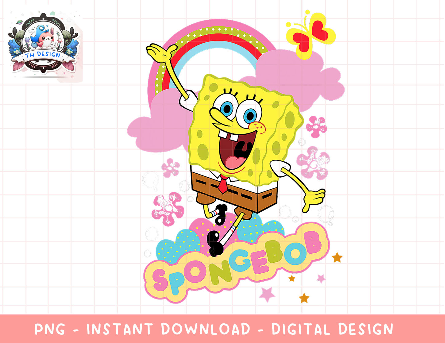 SpongeBob SquarePants Flowers And Rainbow png, sublimation.j | Inspire ...