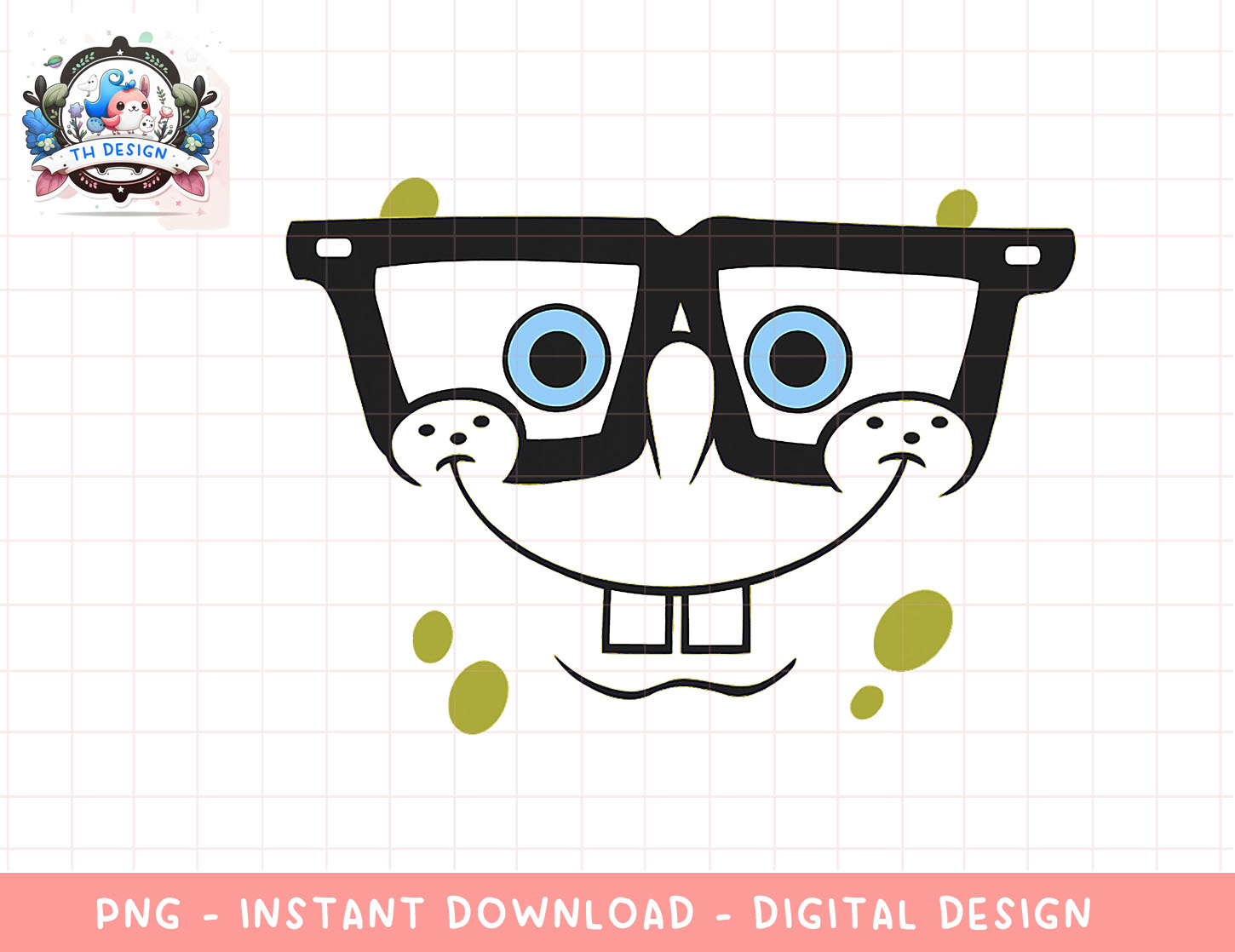 SpongeBob SquarePants Nerd Glasses Face png, sublimation.jpg | Inspire Uplift