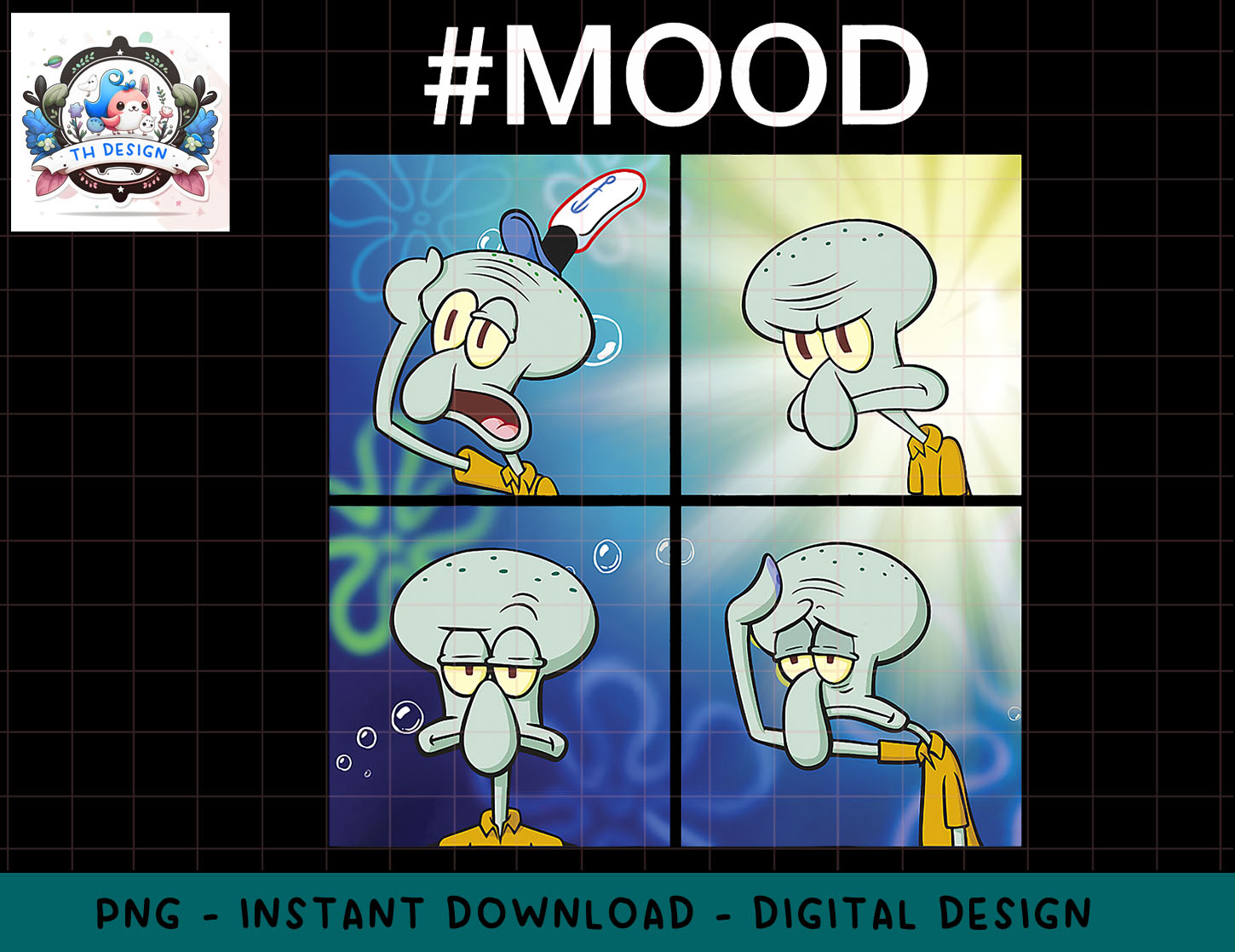 SpongeBob SquarePants Squidward Mood Meme png, sublimation.j | Inspire ...