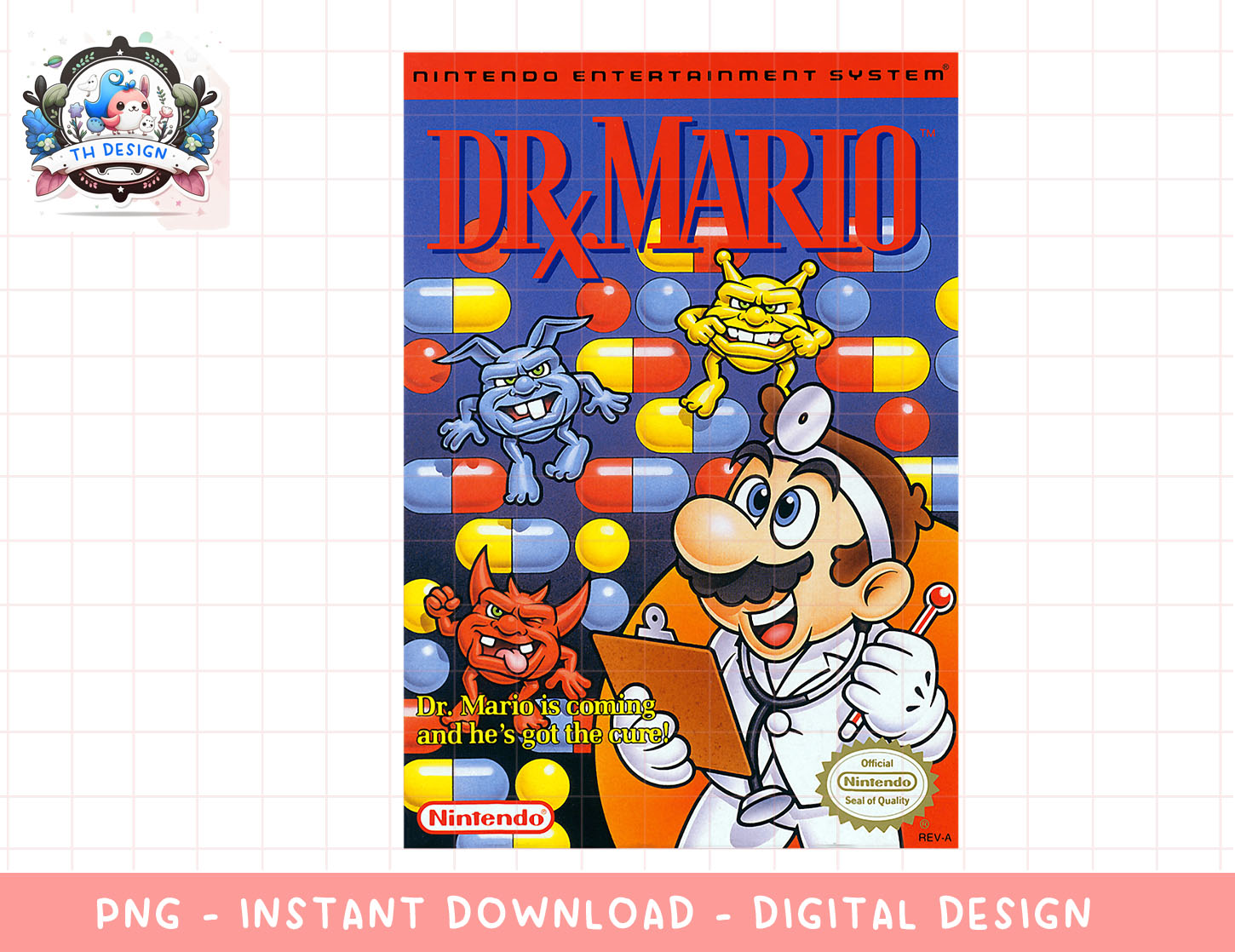 Super Mario Dr Mario Retro NES Game Cover Poster png, sublim - Inspire ...