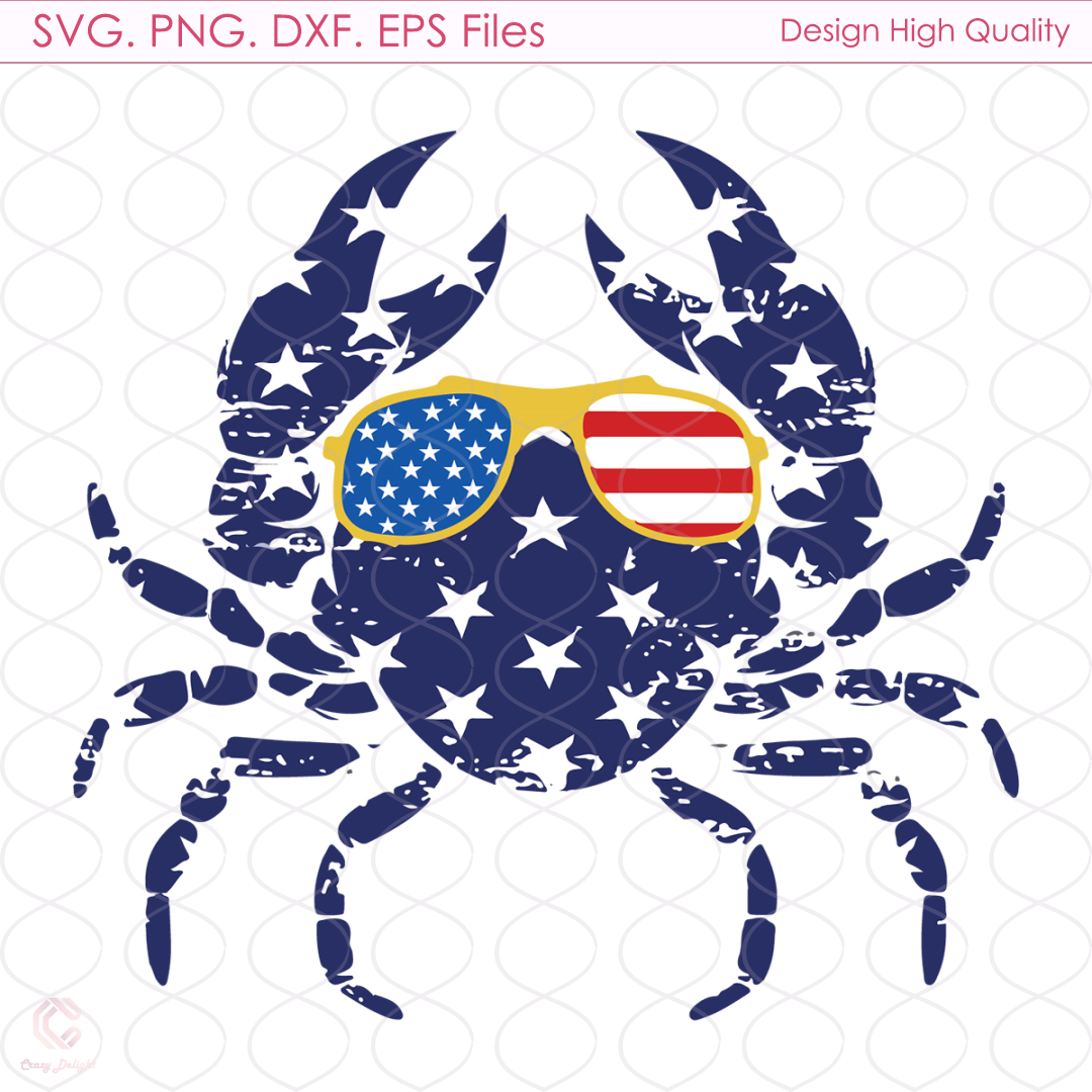 4th Of July Crab Svg, Fourth Of July, American Flag Svg, Blu | Inspire ...