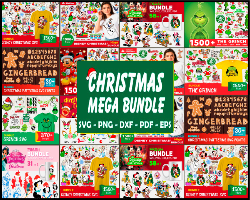 Christmas Mega Bundle Svg, Disney Christmas Svg, Grinchmas S | Inspire ...