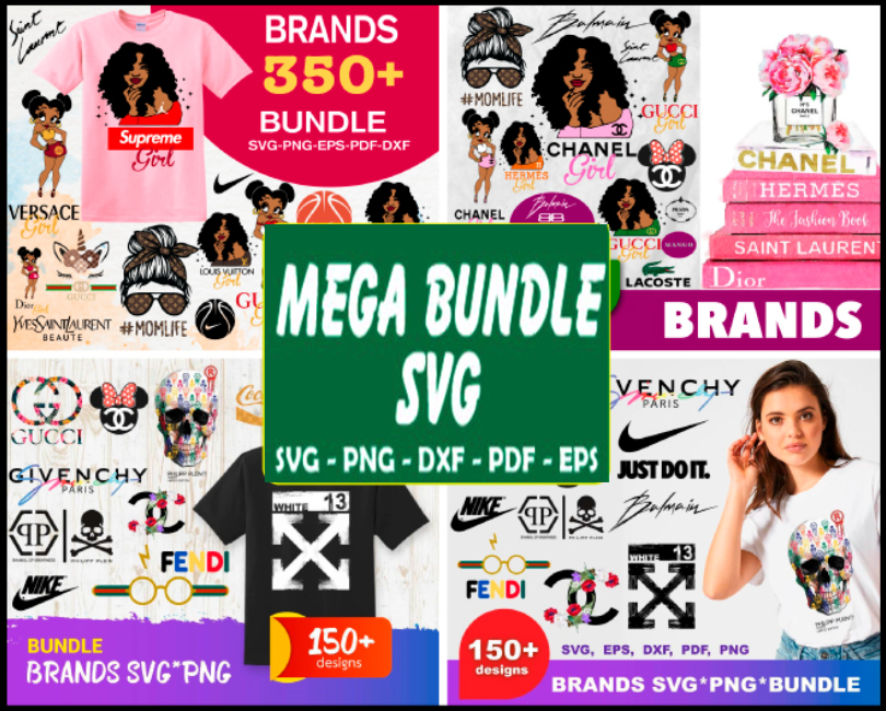 Fashion Mega Bundle Svg, Fashion Girl Svg, Brand Logo Svg,Tr | Inspire ...