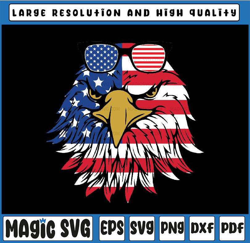 Patriotic Eagle - 4th of July Sunglass USA American Flag Svg | Inspire ...