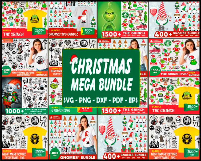 Mega Christmas Bundle SVG, Grinch Svg, Christmas Gnome Svg, | Inspire ...