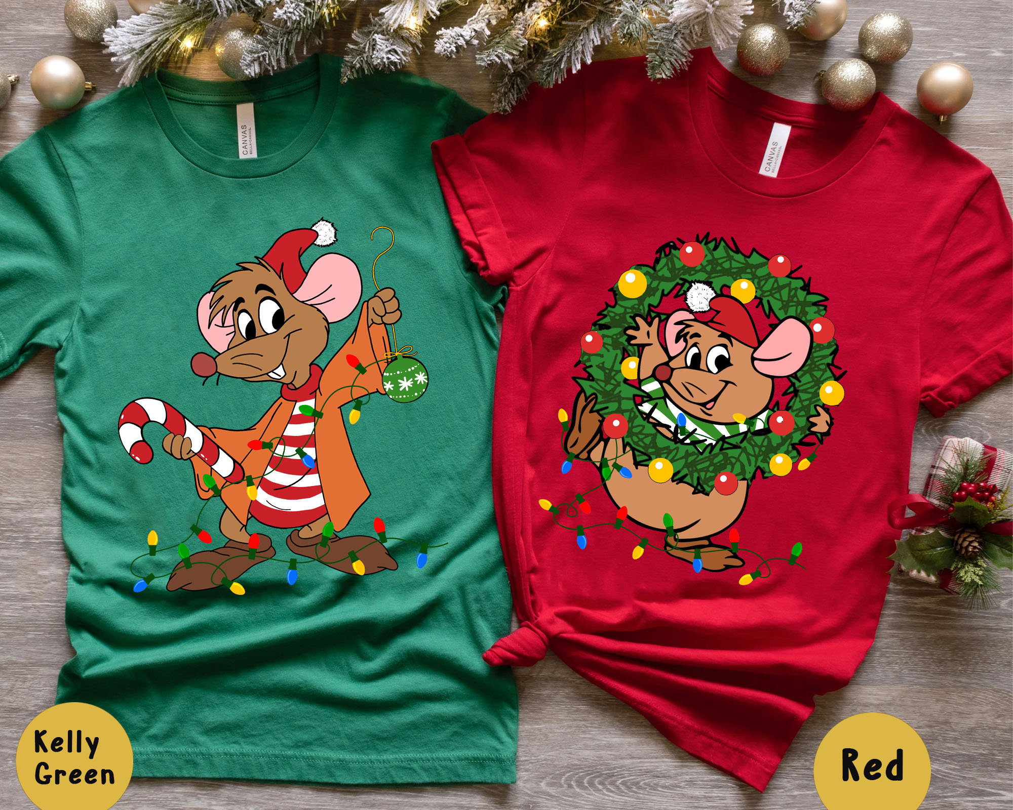 Retro Jaq and Gus Gus Christmas Light Shirt Dis | Inspire Uplift