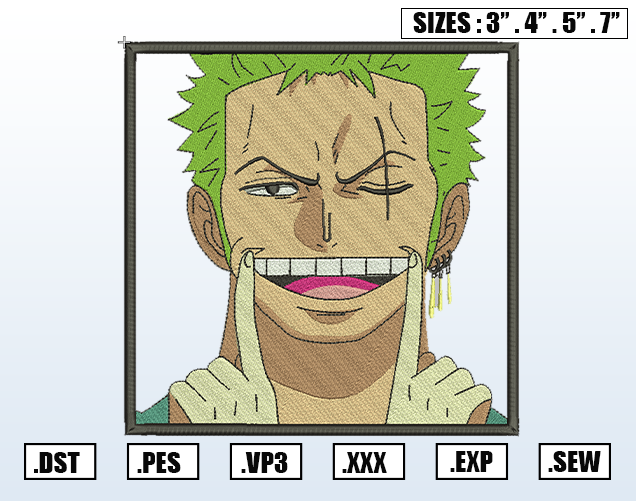 Roronoa Zoro Embroidery Designs, Machine Embroidery Design f | Inspire ...