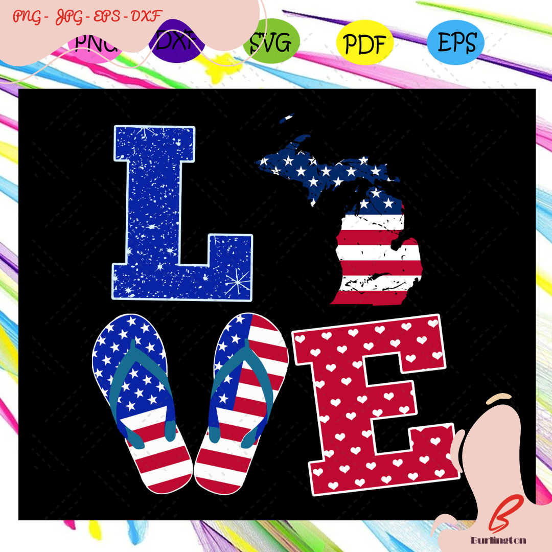 Love Michigan state flag, American Flag Svg, Fourth - Inspire Uplift