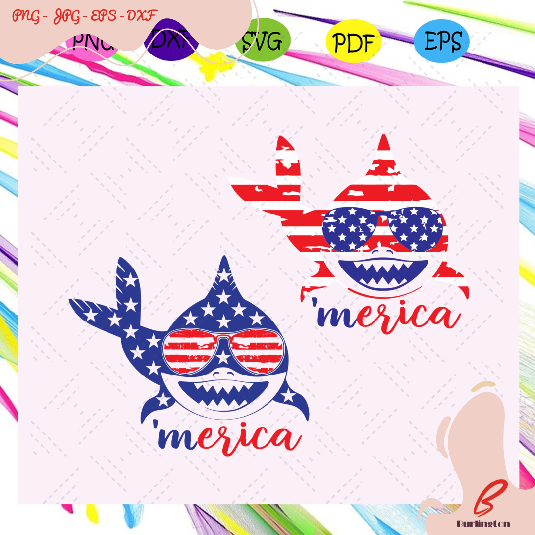 Merica shark, shark svg, love shark, america flag s | Inspire Uplift