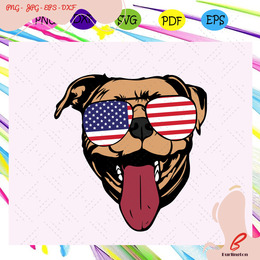 Pitbull with sunglasses america flag, independence | Inspire Uplift