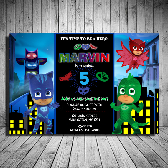 Pj Masks Invitation, Pj Masks Invite, Pj Masks Birthday, P | Inspire Uplift