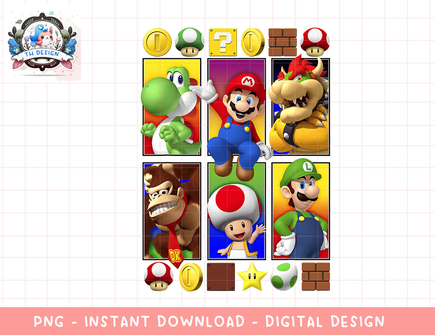 Super Mario Group Shot Items Panels png, sublimation.jpg | Inspire Uplift