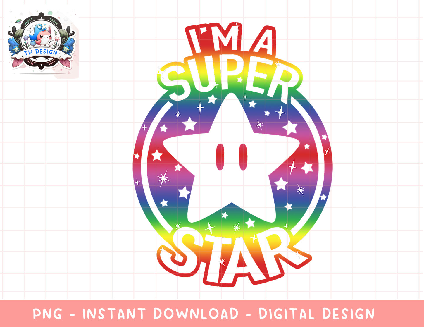 Super Mario Pride Im A Super Star Rainbow Gradient png, subl | Inspire ...