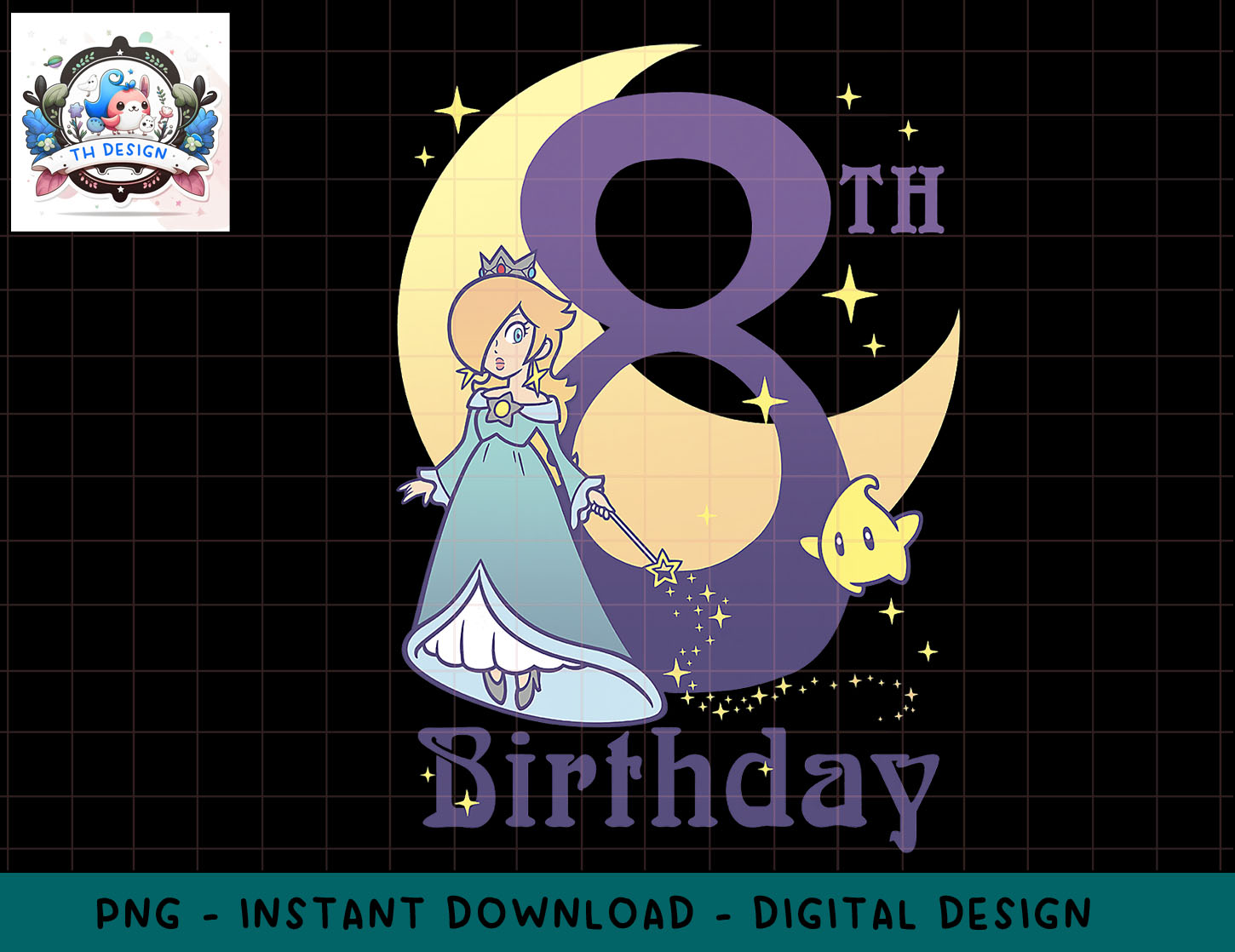 Super Mario Rosalina And Luma 8th Birthday Moon Portrait png - Inspire ...