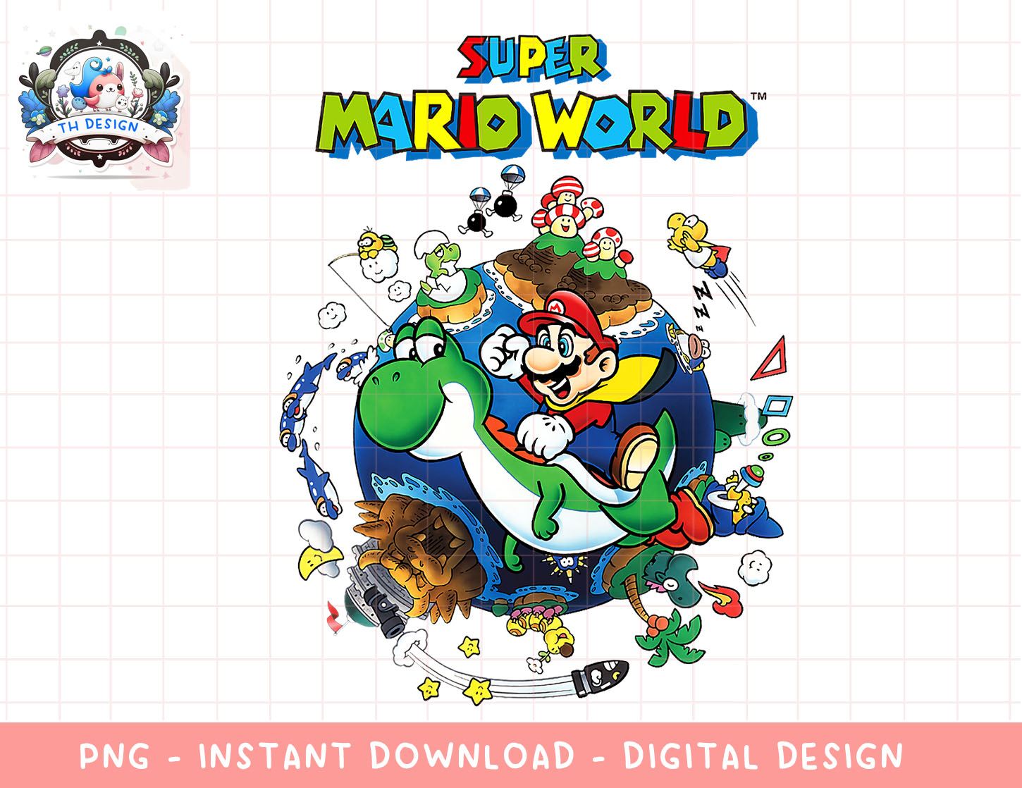 Super Mario World Yoshi & Mario Around The World png, sublim | Inspire ...