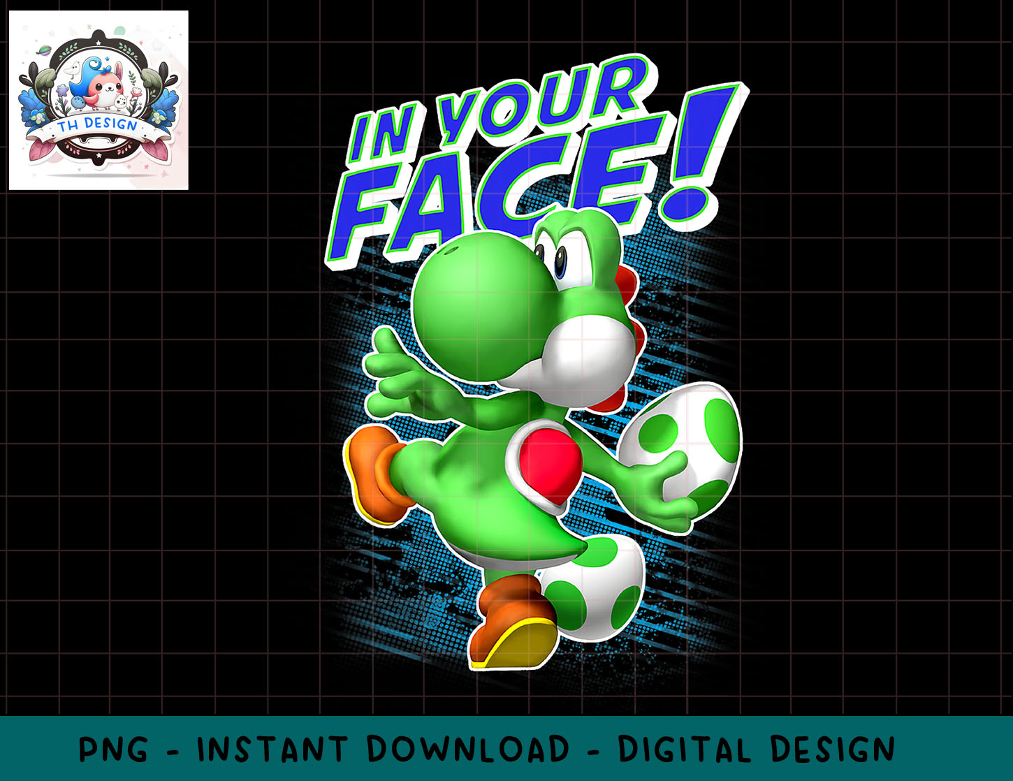 Super Mario Yoshi In Your Face Egg Throw Portrait png, subli | Inspire ...