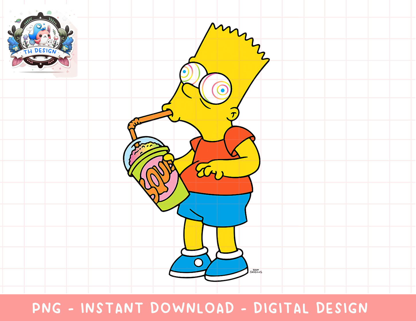 The Simpsons Bart Simpson Squishee Brain Freeze png, sublima | Inspire ...