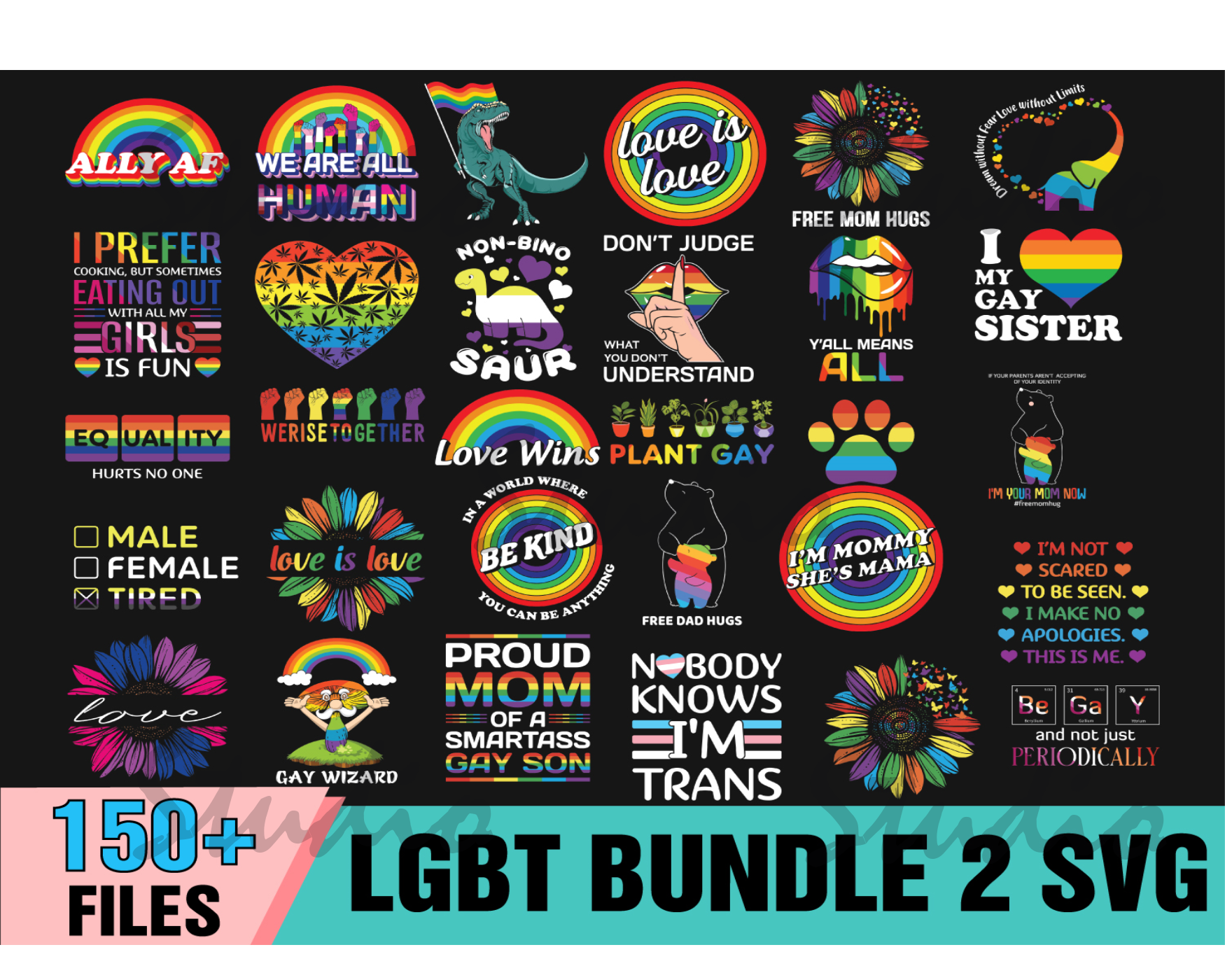 150 LGBT Bundle 2 Svg, LGBT Svg, Gay Svg, Ally Af Svg, Love | Inspire ...