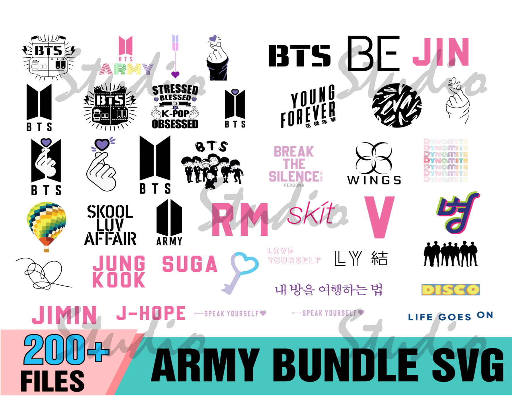 200 Army Bundle SVG, Jung Kook Svg, Jin Bts Svg, Bts Army Sv | Inspire ...