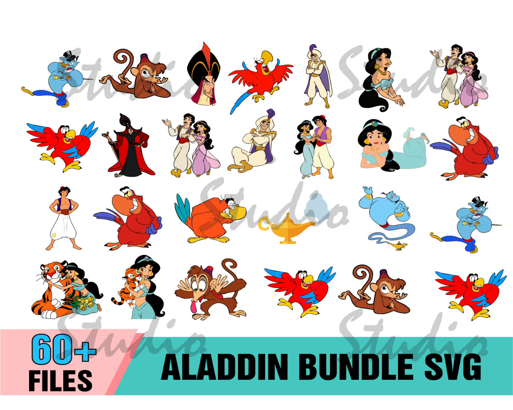 60 Aladdin Bundle SVG, Aladdin SVG, Disney Svg, Princess Jas - Inspire ...