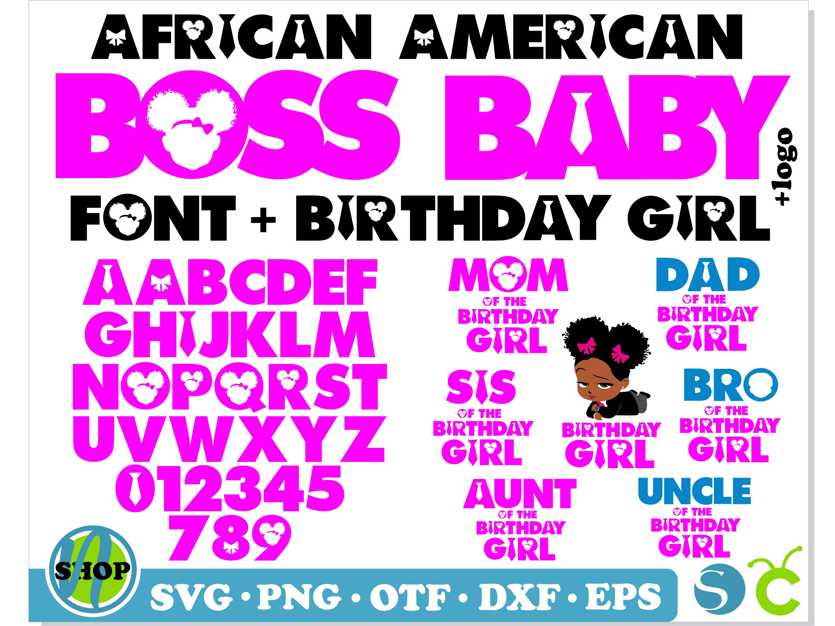 African American Boss Baby Girl Bundle | Boss Baby Girl Font | Inspire ...
