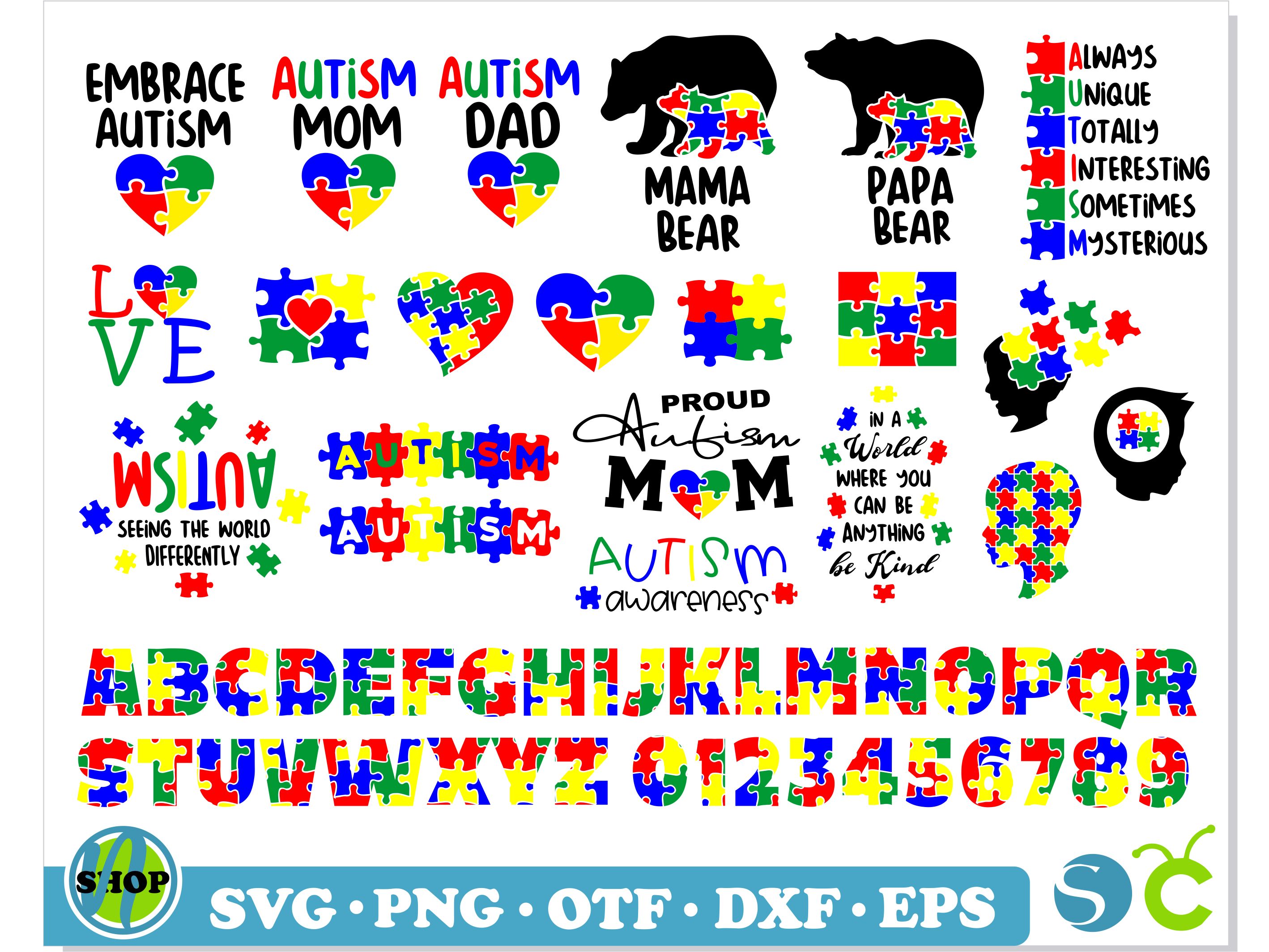 Autism SVG Bundle | Autism Puzzle Font svg, Autism Puzzle He | Inspire ...
