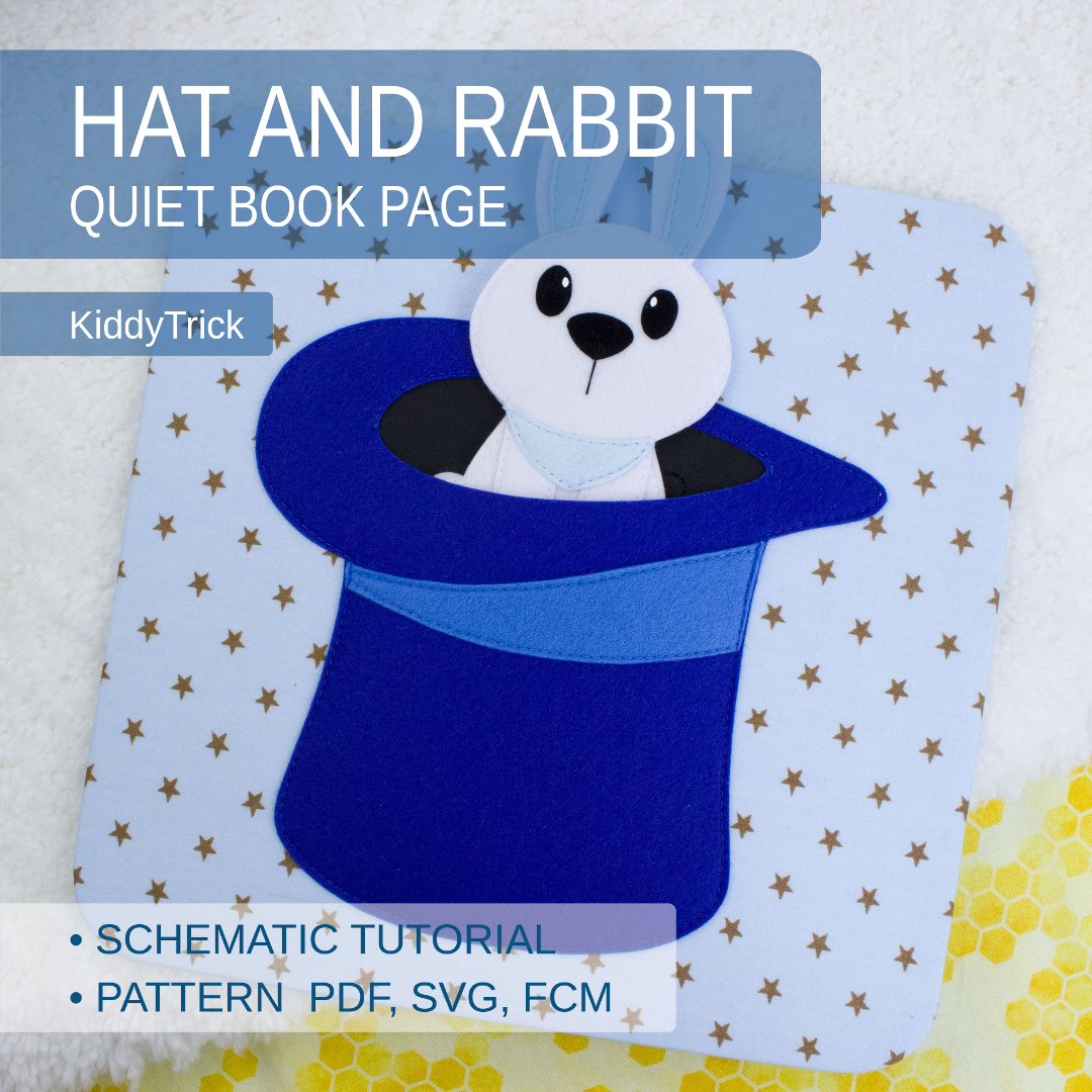 Busy book page Sewing Pattern - Felt toy Hat with a Rabbit | Inspire Uplift