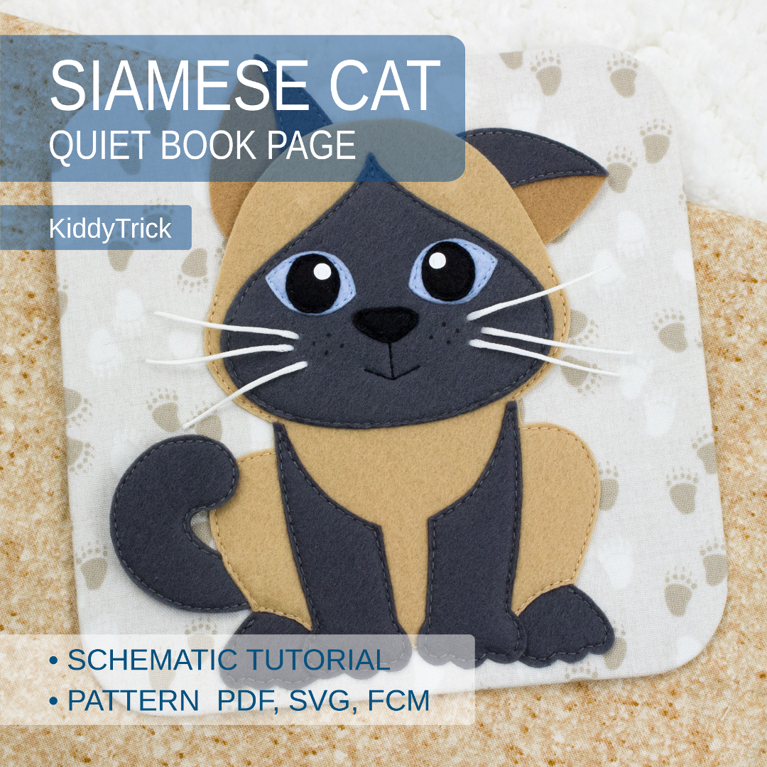 Felt Sewing Pattern Siamese Cat, Quiet book pattern | Inspire Uplift