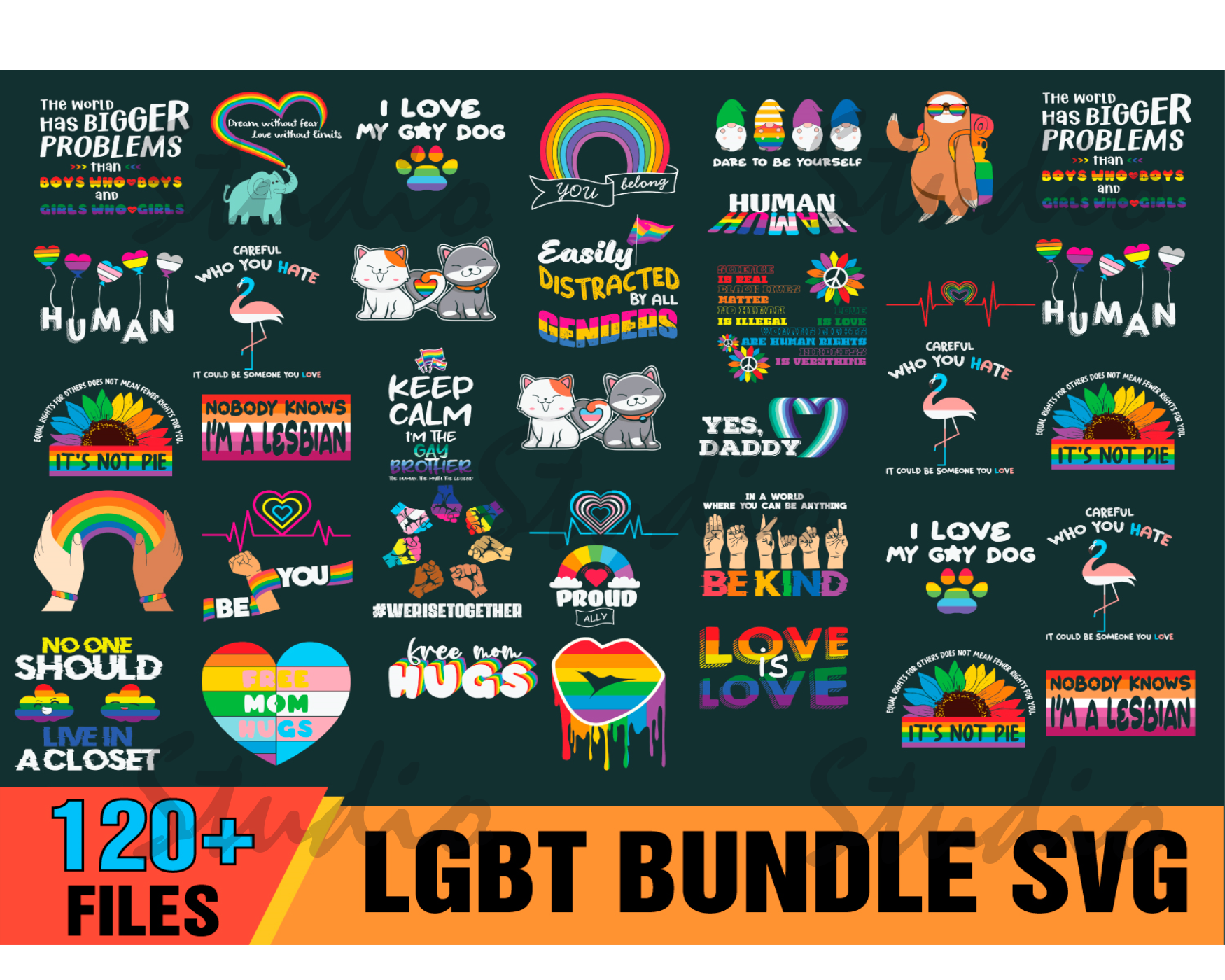 120 LGBT Bundle SVG, Lgbt Pride Svg, Rainbow Svg, Gay Svg,LG | Inspire ...