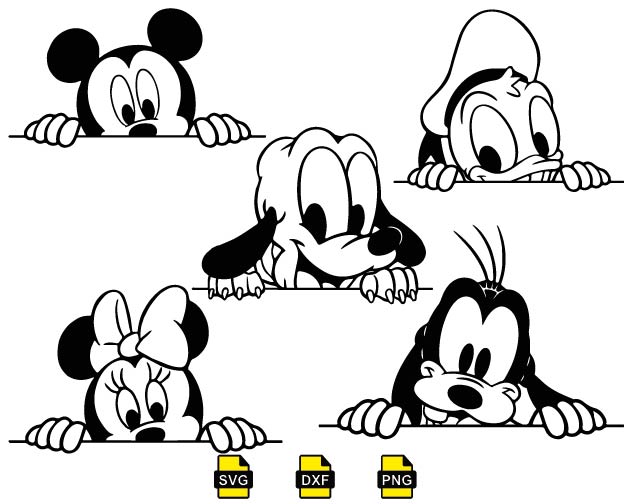 mickey mouse peeking svg, disney friends peeking svg, png fi | Inspire ...