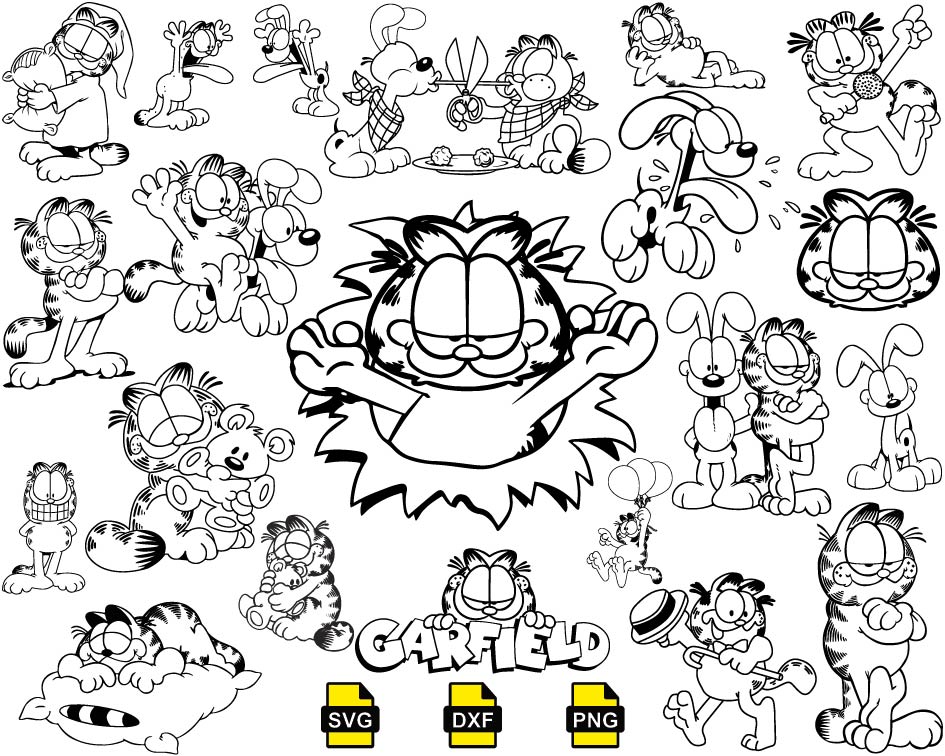 Garfield funny svg, Garfield outline svg, odie for cricut, p - Inspire ...