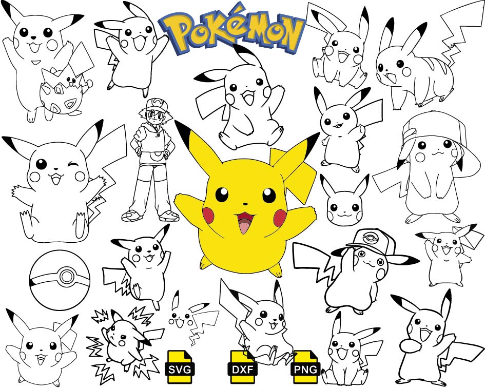 Pikachu Outline svg, pokemon Outline svg, pokemon png - Inspire Uplift