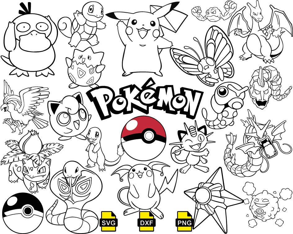 pokemon Outline svg, pokemon svg, pokemon png - Inspire Uplift