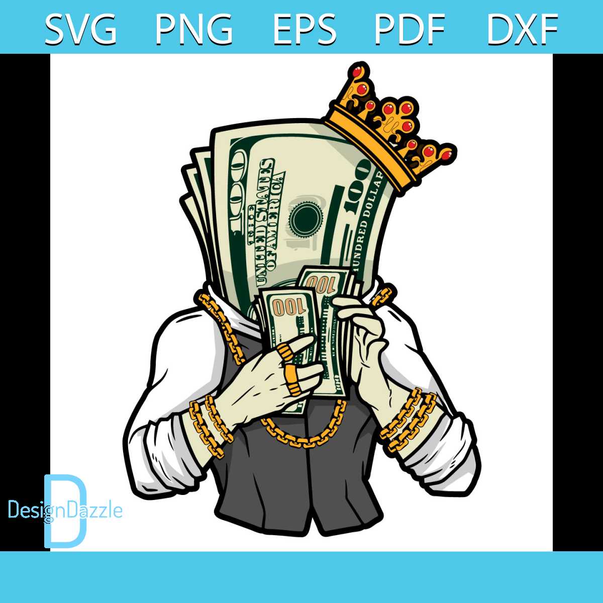 Money Stack King Crown Cartoon Character Counting Cash Svg, | Inspire ...