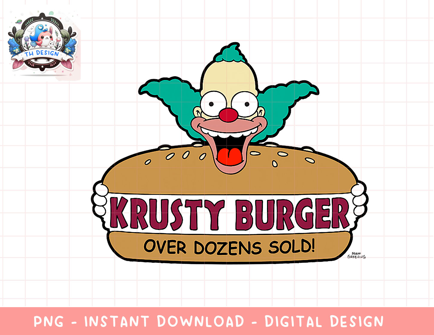 The Simpsons Krusty the Clown Burger png, sublimation.jpg | Inspire Uplift