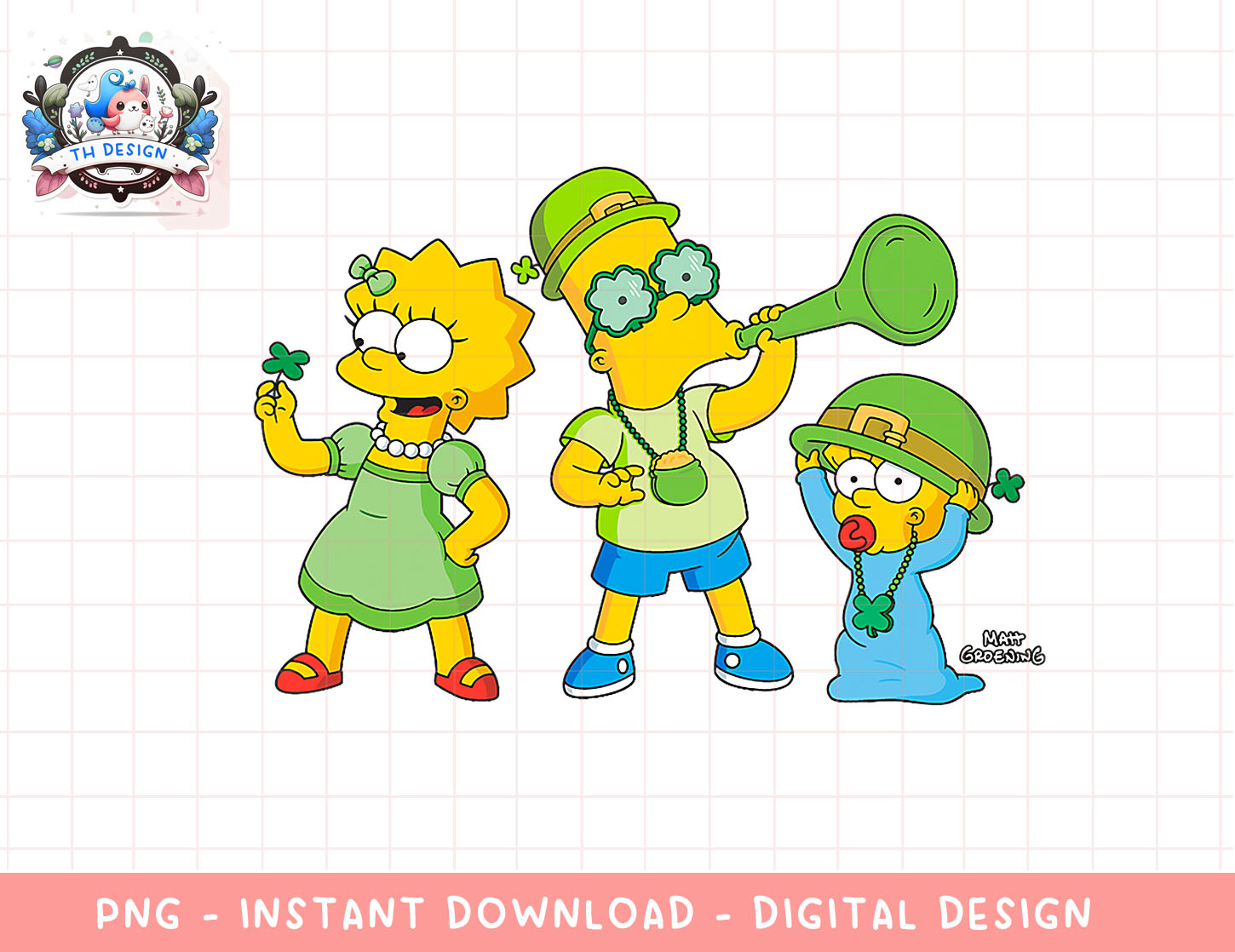The Simpsons Lisa Bart Maggie St. Patrick is Day png, sublim | Inspire ...