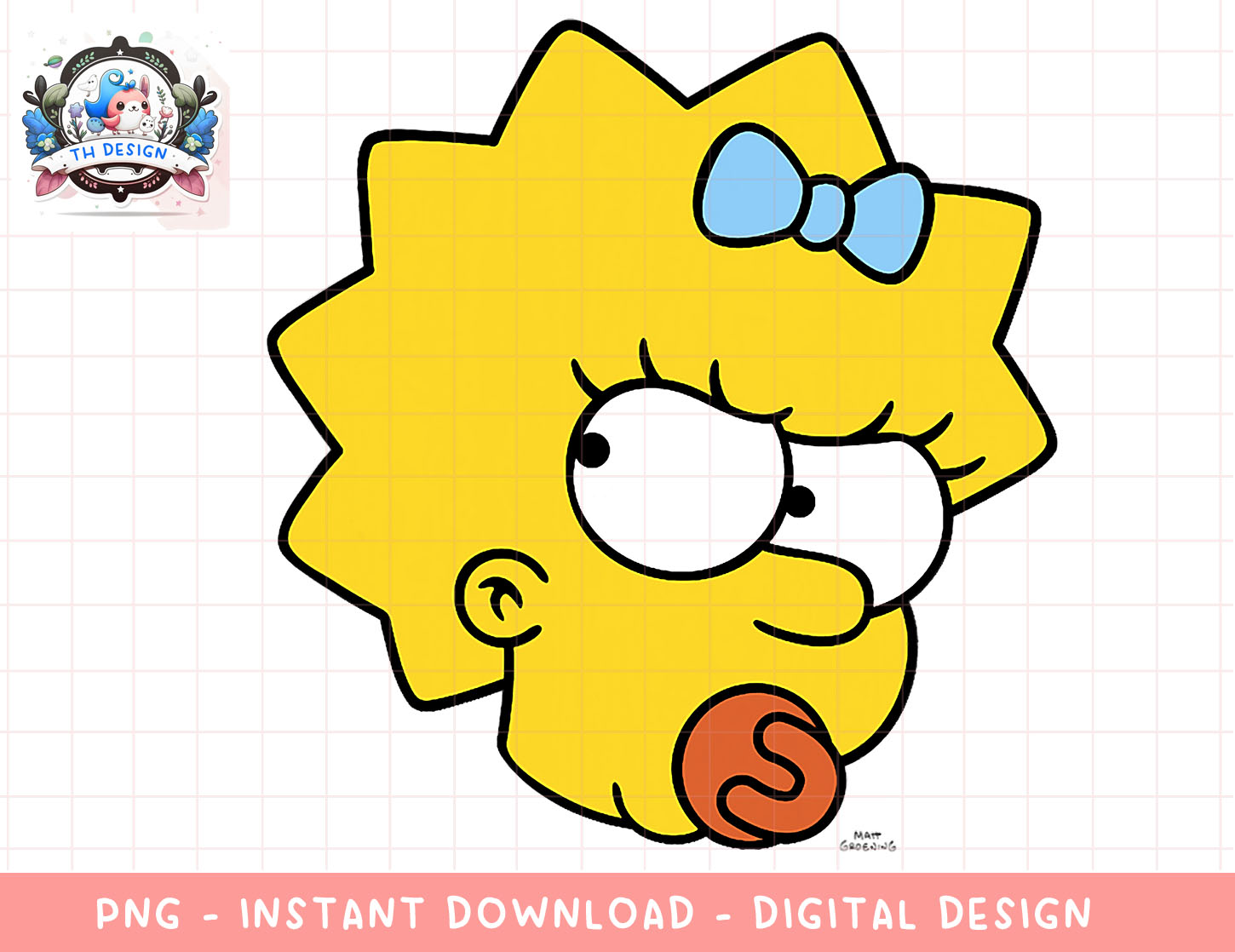 The Simpsons Maggie Simpson Angry Big Face png, sublimation. | Inspire ...