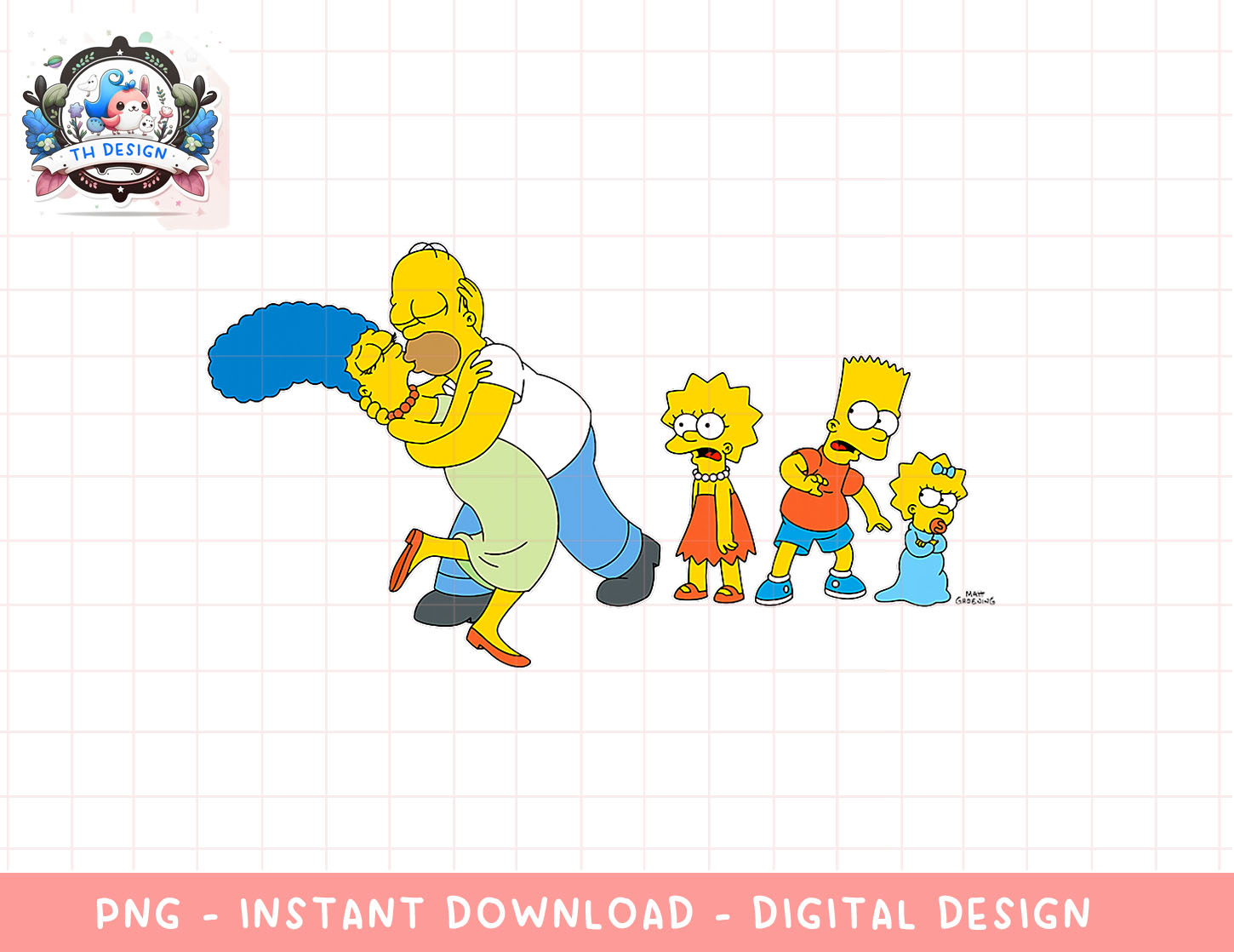 The Simpsons Marge Homer Bart Lisa Maggie Kiss png, sublimat | Inspire ...