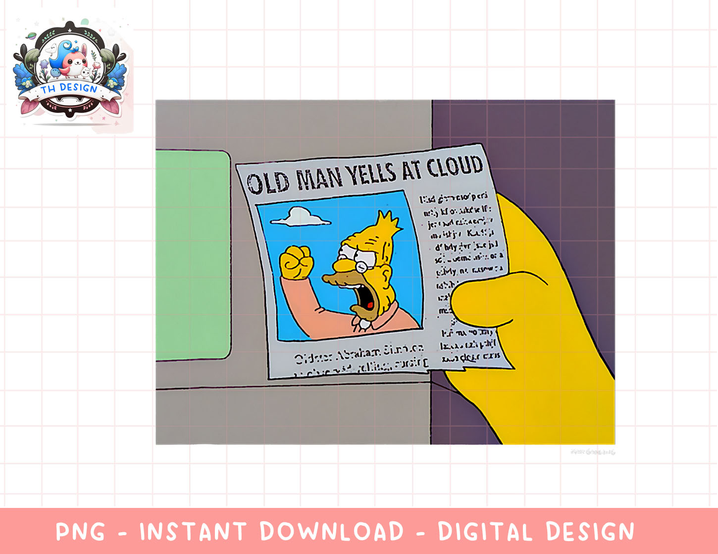 The Simpsons Old Man Yells At Cloud Newspaper V1 png, sublim | Inspire ...