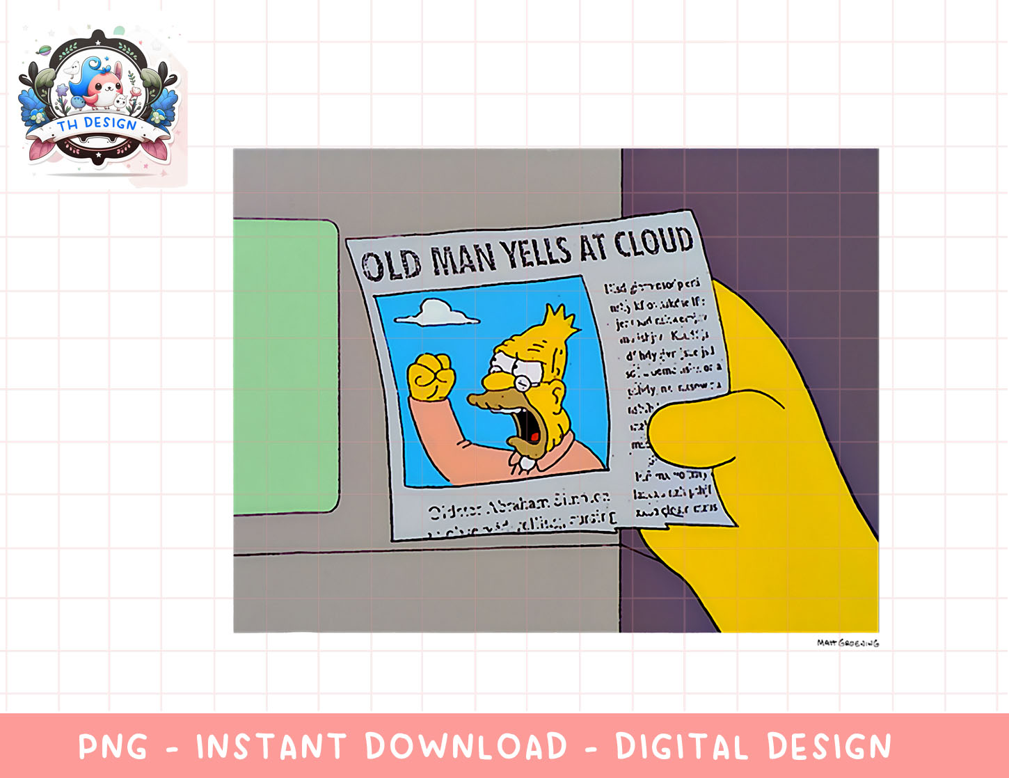 The Simpsons Old Man Yells At Cloud Newspaper V2 png, sublim | Inspire ...