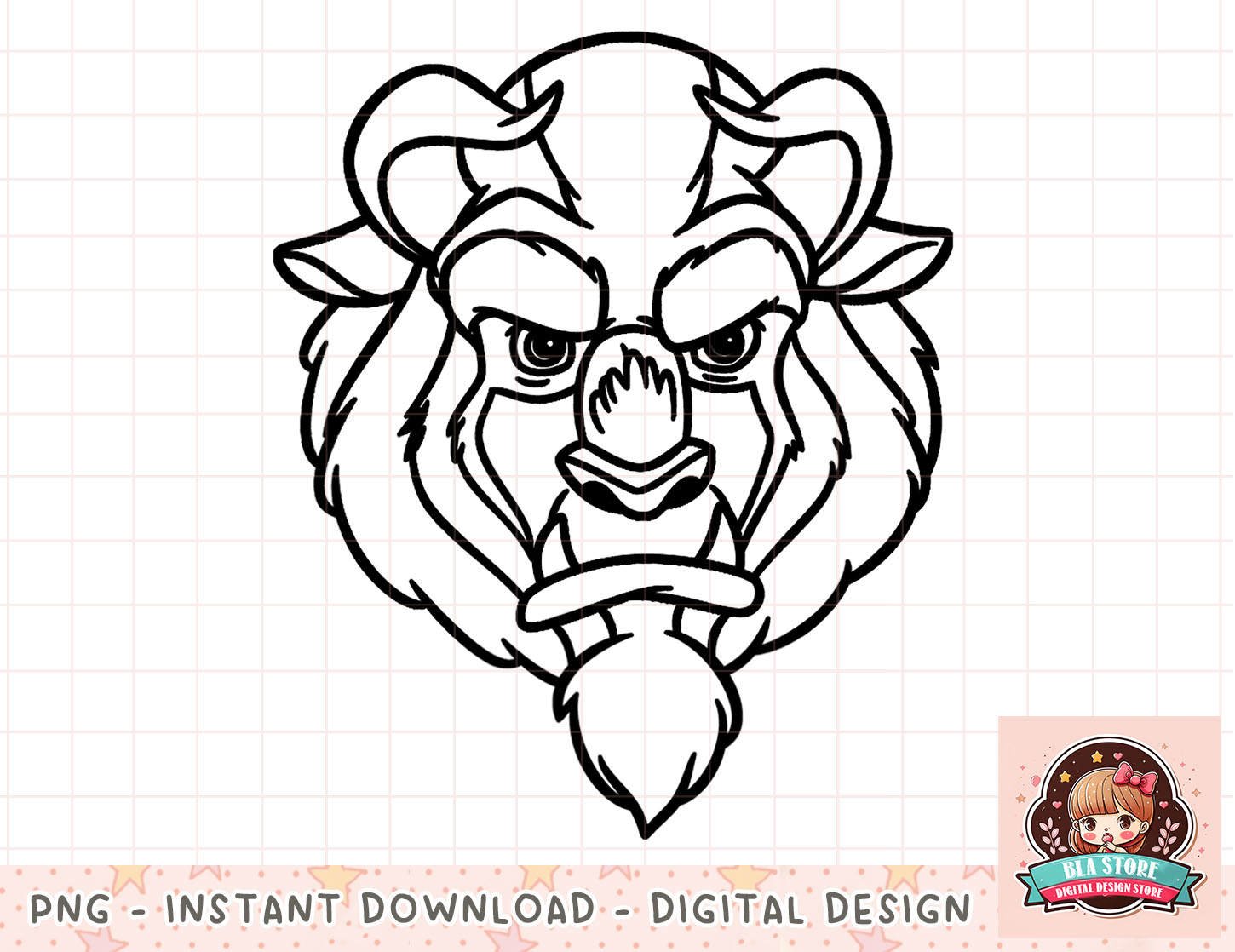 Disney Beauty And The Beast Beast Simple Black Outline png, | Inspire ...