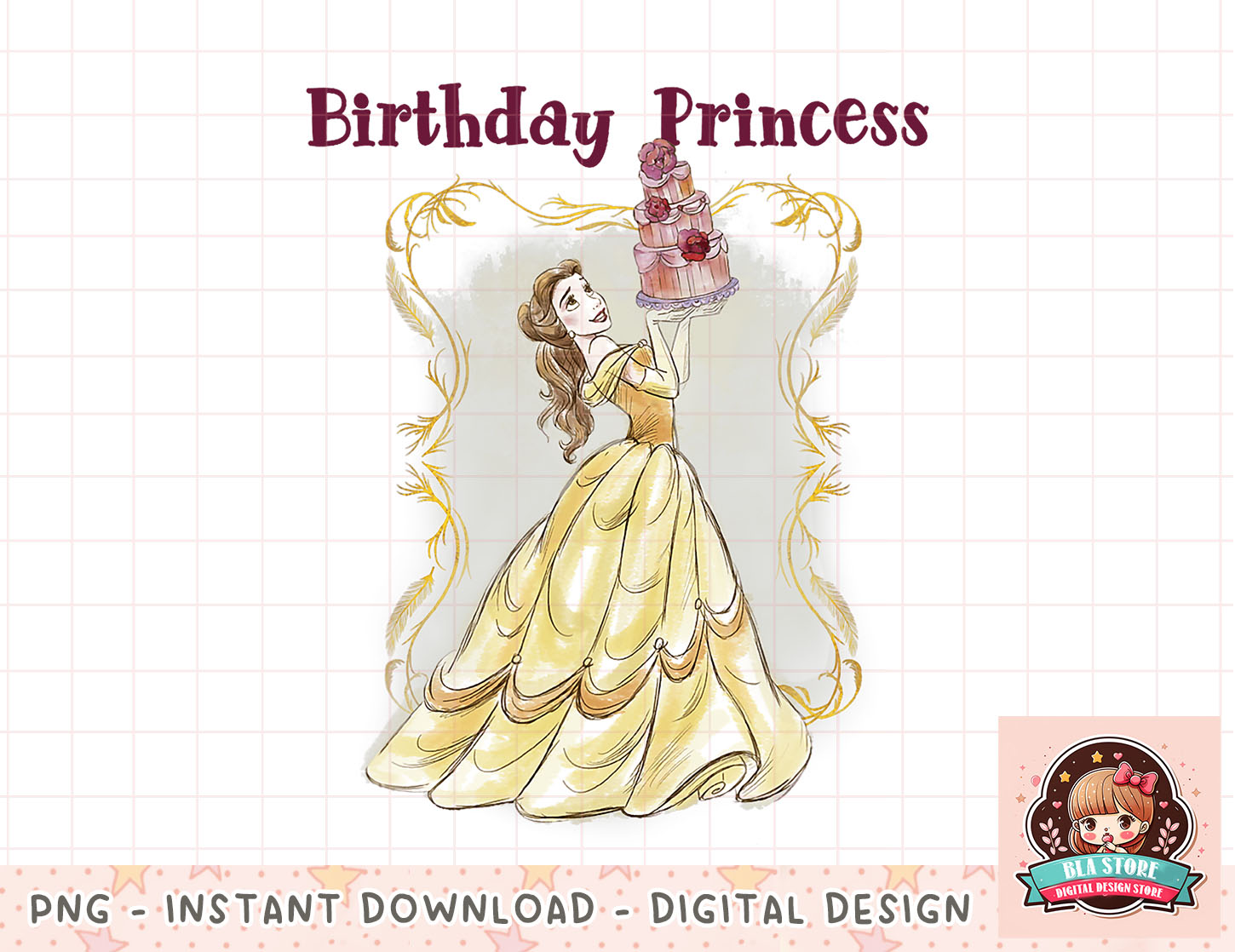 Disney Beauty and the Beast Belle Birthday Princess png, ins | Inspire ...