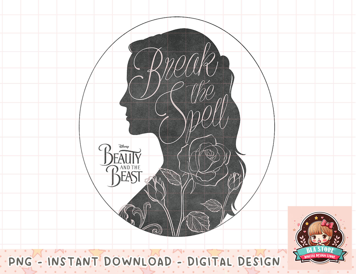 Disney Beauty and the Beast Belle Silhouette Text Fill Logo | Inspire ...